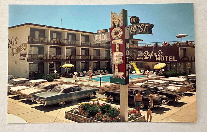 24th Street Motel, 1960's Postcard showing the Full Exterior & Neon Si ...