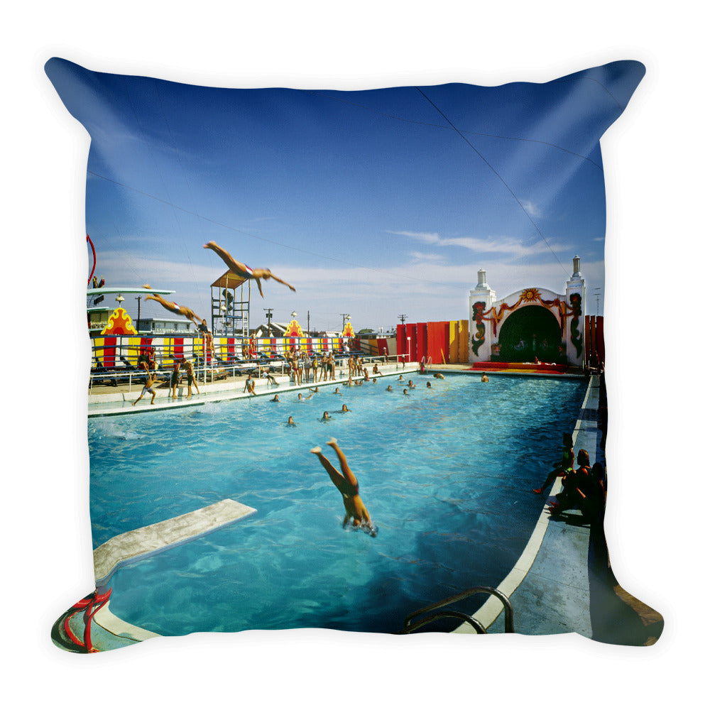Aqua Circus Pool, 1970's Wildwood, NJ - Square Pillow – RetroViews